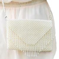 China White Pearl Hand Bags Tassel Straddle Shoulder with 54 Cm Strap for sale