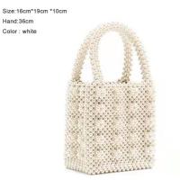 China White Pearl Beaded Handbag Acrylic flat bead Material 10cm height ODM for sale
