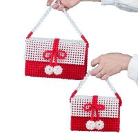 China Red Beaded Clutch Pearl Bag Flower Wrist  Hand Woven With White Cap OEM ODM for sale