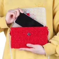 China Red Beaded Clutch Pearl Bag Flower Wrist  Hand Woven With White Cap OEM ODM for sale