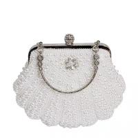 China White Shell Shape Pearl Hand Bags Hand Woven For Women 22cm length 18cm height for sale