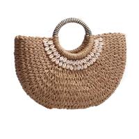 China Beach Crochet Hand Bag Brown Shell Decor 32cm×18cm×5cm Size for sale