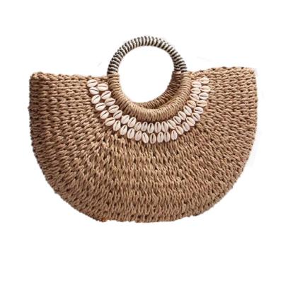 China Beach Crochet Hand Bag Brown Shell Decor 32cm×18cm×5cm Size for sale