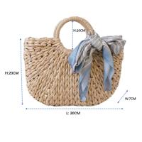 China Round Wrist Beach Woven Bag , Handmade Crochet Handbags Corn Skin Material ODM for sale
