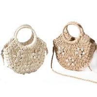 China Corn Skin Woven Crochet Hand Bag , Woven Beach Bag Shell Flower Decorative ODM for sale