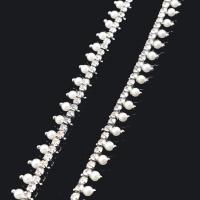 China Electroplated Silver Pearl And Rhinestone Necklace 0.9cm Width for sale