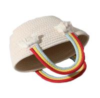 China Rainbow Cloud Cotton Woven Bag , Crochet Beach Bag for Seaside Holiday for sale