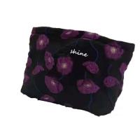 China Black Jacquard Fabric Zipper Cosmetic Bag 27cm×17cm×7cm Size for sale