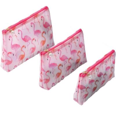 China Frosted PVC Cosmetic Bag , triangle makeup bag Printing Red Cartoon Pattern for sale