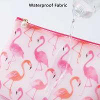 China Frosted PVC Cosmetic Bag , triangle makeup bag Printing Red Cartoon Pattern for sale