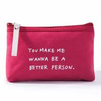 China Cotton Canvas Zipper Cosmetic Bag Red Printed For Make Up OEM ODM for sale