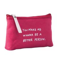 China Cotton Canvas Zipper Cosmetic Bag Red Printed For Make Up OEM ODM for sale
