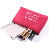 China Cotton Canvas Zipper Cosmetic Bag Red Printed For Make Up OEM ODM for sale