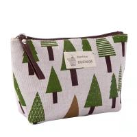 China Plane Printing Makeup Canvas Bag , Toiletries fabric zipper bag Cartoon Plant Pattern for sale