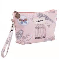 China Pink Printed Zipper Cosmetic Bag Animal Pattern Soft Canvas Fabric Material OEM ODM for sale