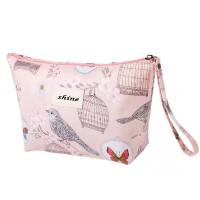 China Pink Printed Zipper Cosmetic Bag Animal Pattern Soft Canvas Fabric Material OEM ODM for sale