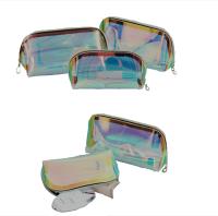 China Laser Magic Color Zipper Cosmetic Bag Transparent TPU Material Waterproof for sale