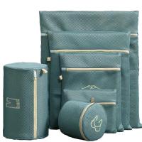 China Green Mesh Laundry Bag Double Layer Nylon Fabric Material OEM for sale