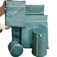 China Green Mesh Laundry Bag Double Layer Nylon Fabric Material OEM for sale