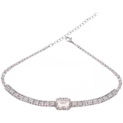 China Alloy Material Pearl And Rhinestone Necklace With Shiny Crystal Diamond for sale