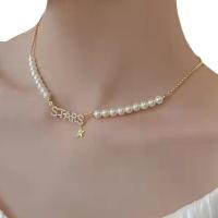 China Alloy Material Pearl And Rhinestone Necklace Handmade with English Letters OEM ODM for sale