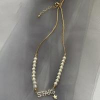 China Alloy Material Pearl And Rhinestone Necklace Handmade with English Letters OEM ODM for sale