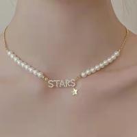 China Alloy Material Pearl And Rhinestone Necklace Handmade with English Letters OEM ODM for sale