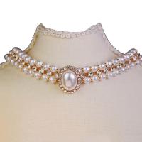 China Double Row Pearl And Rhinestone Necklace Inlaid Crystal Diamond OEM ODM for sale