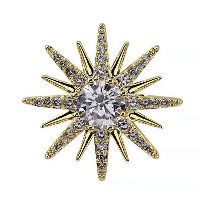 China Hexagonal Star shirt collar pin brooch Alloy Material Inlaid Diamond for sale