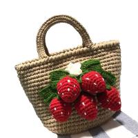 China Brown Wool Hand Woven Bags 3D Strawberry For Girls 13cm×14cm for sale