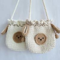 China Cotton Wool Bear Crochet Hand Bag Hand Woven White Color OEM ODM for sale