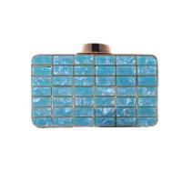 China Rectangular Evening Clutch Purse Bag Metal Frame Inlaid Green Acrylic for sale