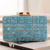 China Rectangular Evening Clutch Purse Bag Metal Frame Inlaid Green Acrylic for sale