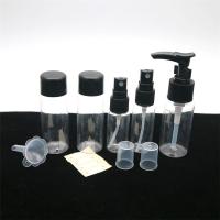 China Cosmetic 7pcs Clear Travel Bottle Set Black Cap With Plastic Travel Bag for sale