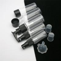 China Cosmetic 7pcs Clear Travel Bottle Set Black Cap With Plastic Travel Bag for sale