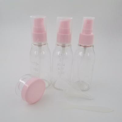 China Recycled Cosmetic 60ml Mini Travel Bottle Set Non Spill With Sprayer for sale