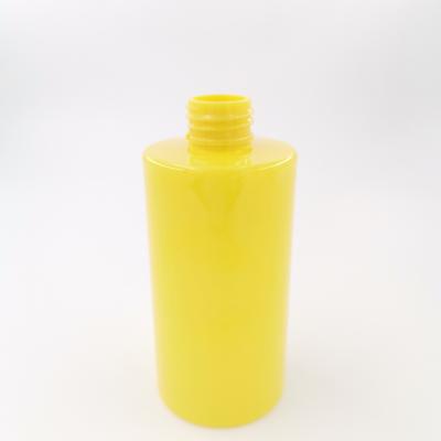 China Yellow Empty Cosmetic Pet Bottle 300ml For Facial Cleanser for sale