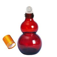 China Calabash Amber Glass Odm Roll On Essential Oil Bottles With Stainless Steel Massage Ball for sale
