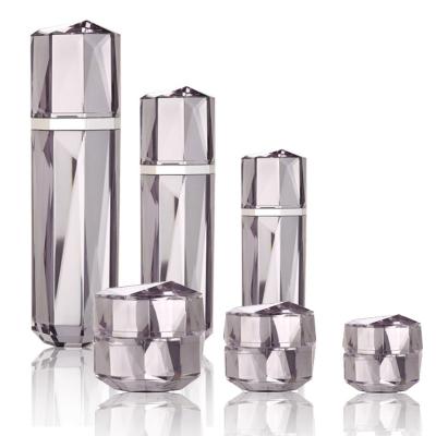 China Custom Diamond Luxury Cosmetic Acrylic Bottle Container For Skincare for sale