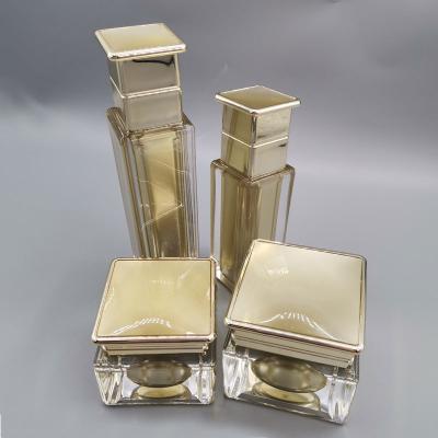 China Custom Acrylic Square 250ml Cosmetic Bottle Sets Plastic for sale