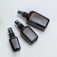 China 30ML Square Amber Glass Spray Bottles For Cosmetic Essential Oils for sale
