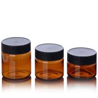 China Custom Empty PET Round Amber Cream Jars For Shampoo Cosmetic Containers for sale