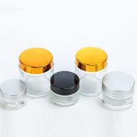 China Round Transparent Glass Cosmetic Cream Jar With Screw Cap for sale