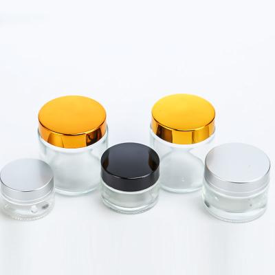 China Round Transparent Glass Cosmetic Cream Jar With Screw Cap for sale