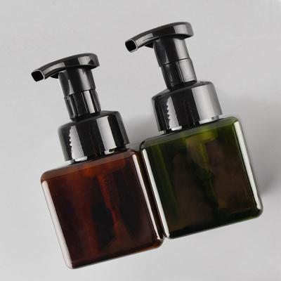 China 450ml Amber Empty Plastic Cosmetic Foaming Bottle Dispenser for sale