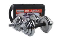 China Adjustable Home Gym Fitness Dumbbells Electroplate 20kg Barbell Dumbbell Set for sale