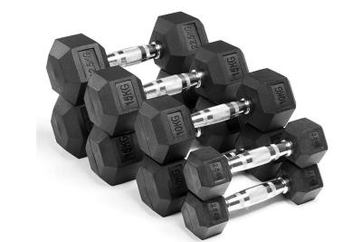China Customized LOGO Men Women Rubber Hex Dumbbell 2.5kg 12.5kg 22.5kg for sale
