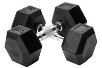 China Rubber Encased Solid Gym Fitness Dumbbells Hexagonal Dumbbell Set 5kg 7.5kg for sale