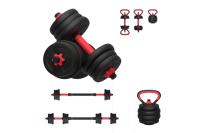 China Cement 6 In 1 Adjustable Dumbbell Barbell Kettlebell Set Multi Functional for sale