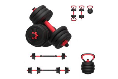 China Cement 6 In 1 Adjustable Dumbbell Barbell Kettlebell Set Multi Functional for sale